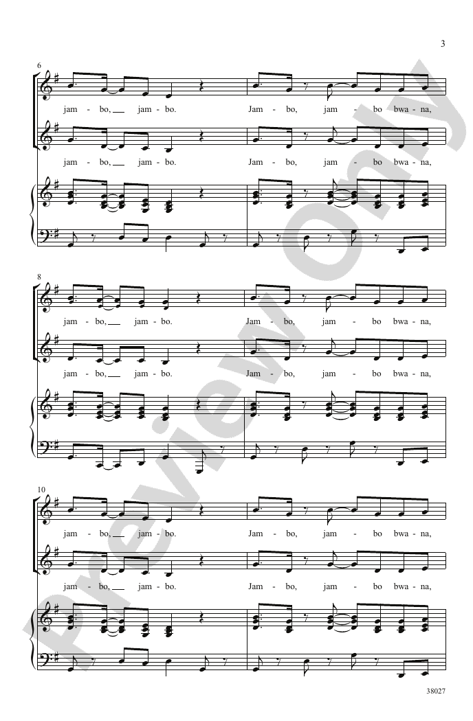 Jambo Bwana: 2-Part Choral Octavo: Ruth Morris Gray - Digital Sheet Music Download