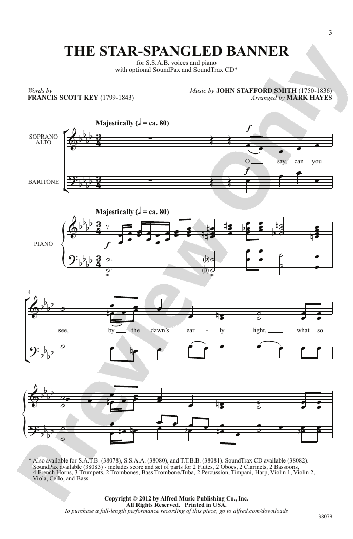 The Star-Spangled Banner: SSAB Choral Octavo: John Stafford Smith ...
