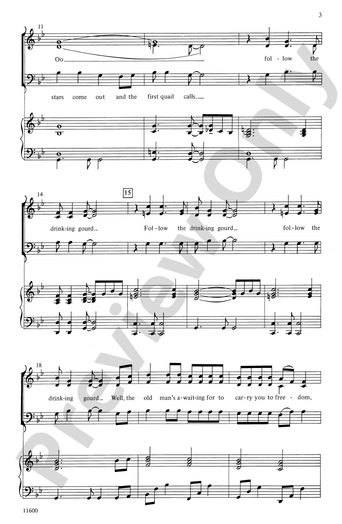Follow the Drinking Gourd: SAB Choral Octavo - Digital Sheet Music Download