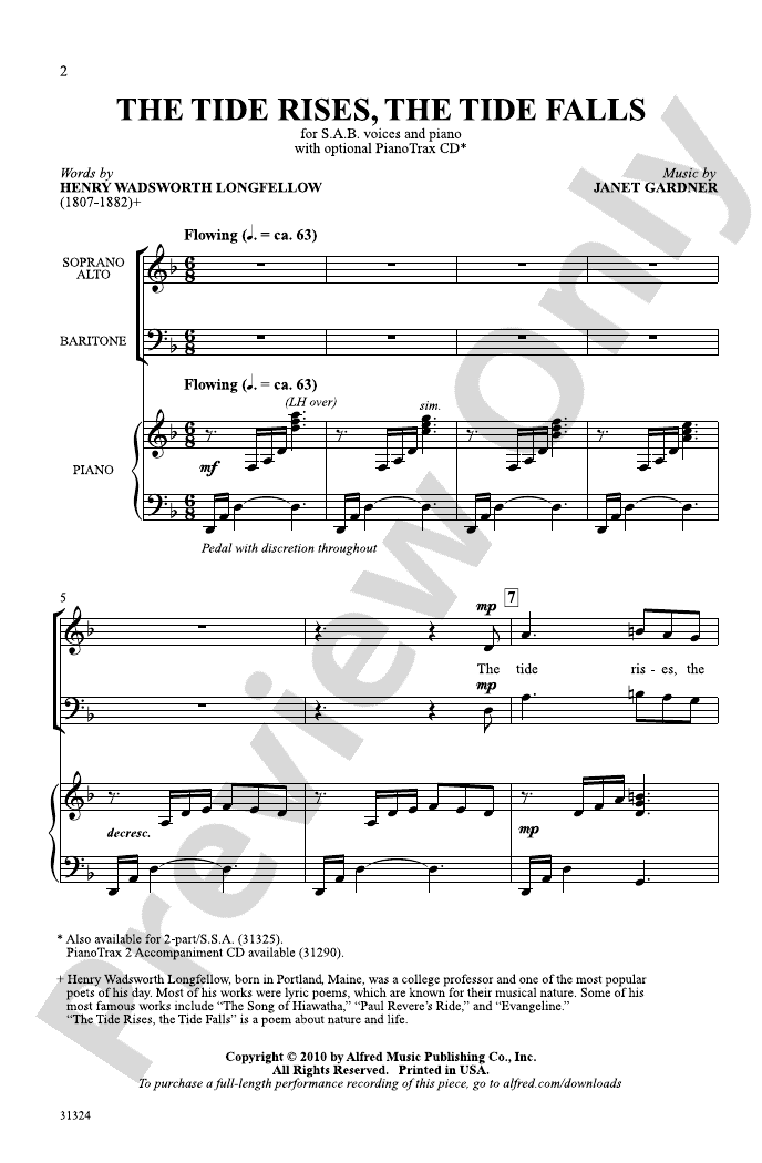The Tide Rises, the Tide Falls: SAB Choral Octavo: Janet Gardner ...
