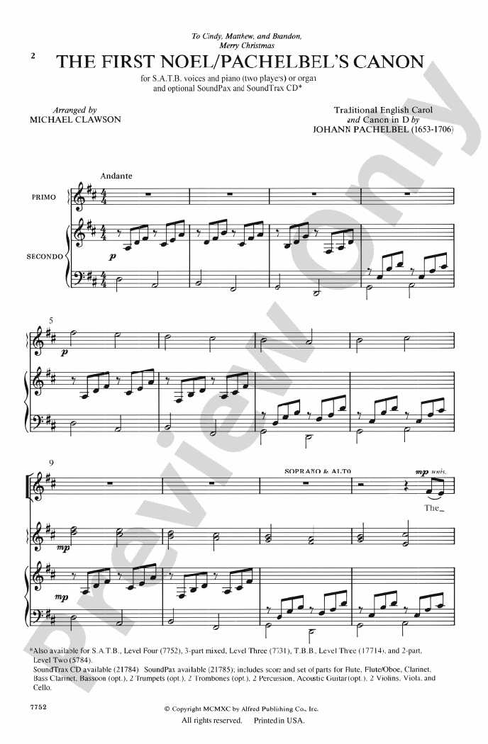The First Noel / Pachelbel's Canon: SATB Choral Octavo - Digital Sheet Music Download