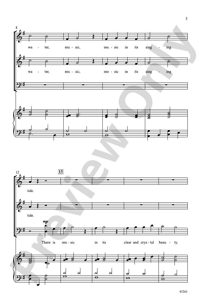 Music in the Water: 3-Part Mixed Choral Octavo: Ruth Morris Gray - Digital Sheet Music Download