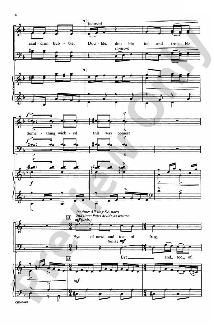 Double Trouble (from Harry Potter and the Prisoner of Azkaban): SATB ...