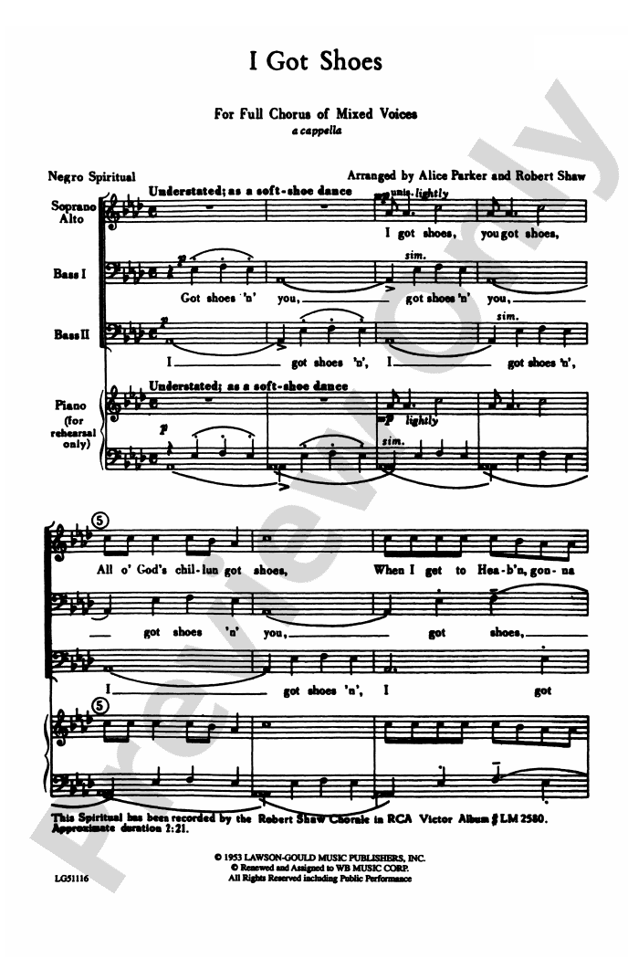 I Got Shoes: SATB Choral Octavo - Digital Sheet Music Download