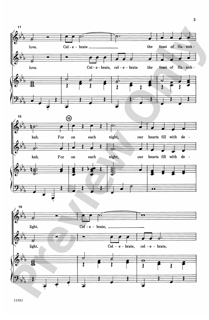 Celebrate Hanukkah 2 Part Choral Octavo Lois Brownsey Digital Sheet