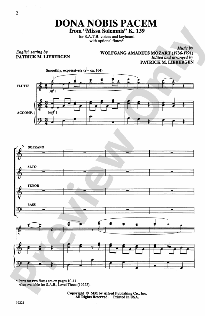 Dona Nobis Pacem (from Missa Solemnis): SATB Choral Octavo: Wolfgang ...