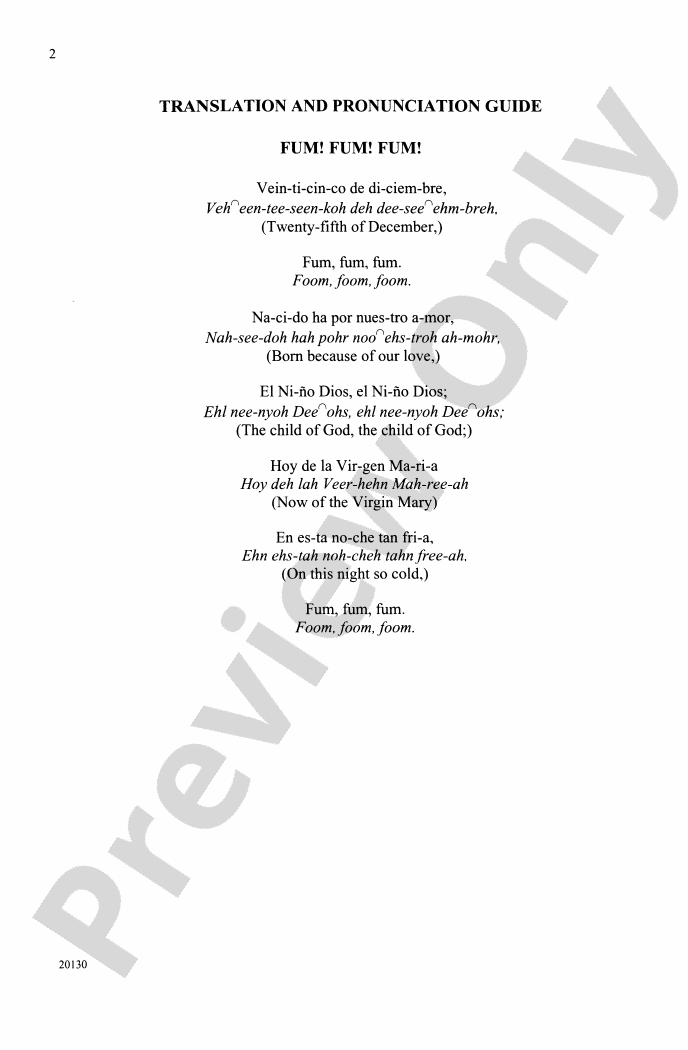 Fum! Fum! Fum! (Spanish Carol): 3-Part Mixed, Opt. a cappella Choral ...