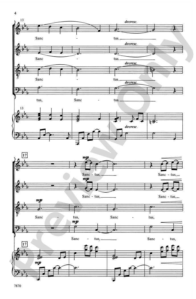 Sanctus: SATB Choral Octavo: Sherri Porterfield - Digital Sheet Music Download
