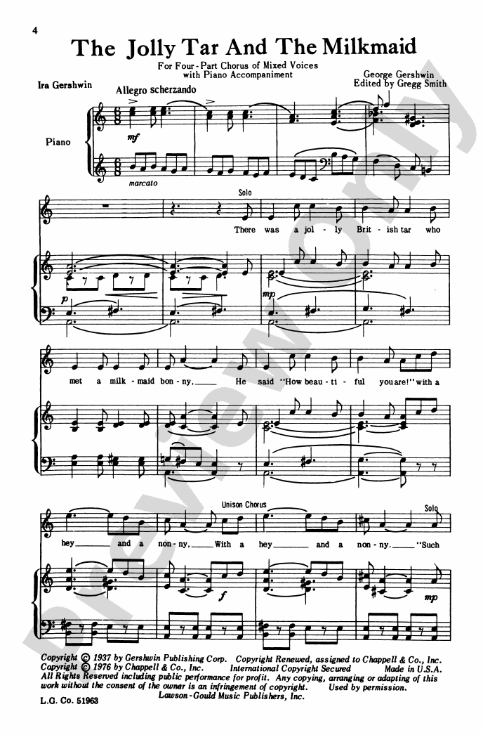 The Jolly Tar and the Milkmaid: SATB Choral Octavo: George Gershwin ...