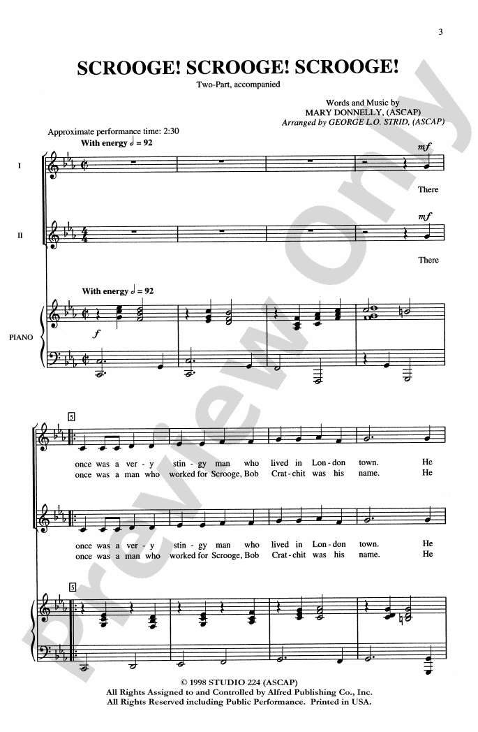 Scrooge, Scrooge, Scrooge: 2-Part Choral Octavo: Mary Donnelly ...