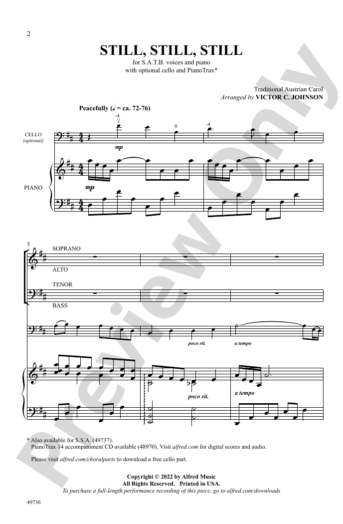 Still, Still, Still: SATB Choral Octavo - Digital Sheet Music Download