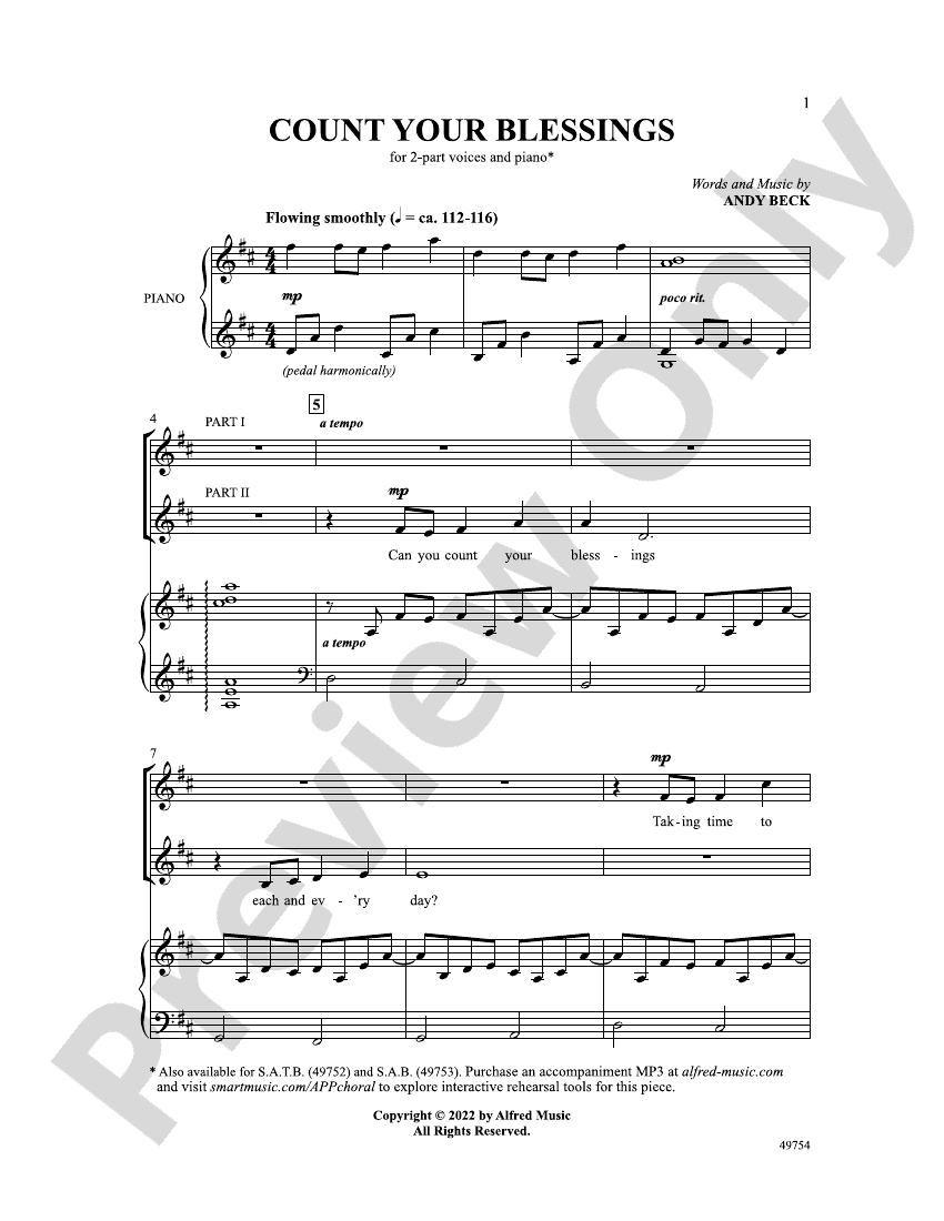 Count Your Blessings: : Andy Beck - Digital Sheet Music Download