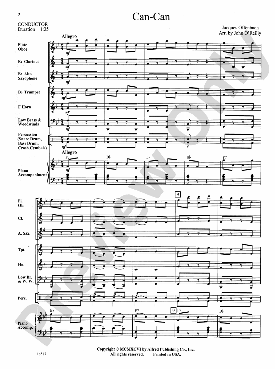 Can-Can: Score: Concert Band Score - Digital Sheet Music Download