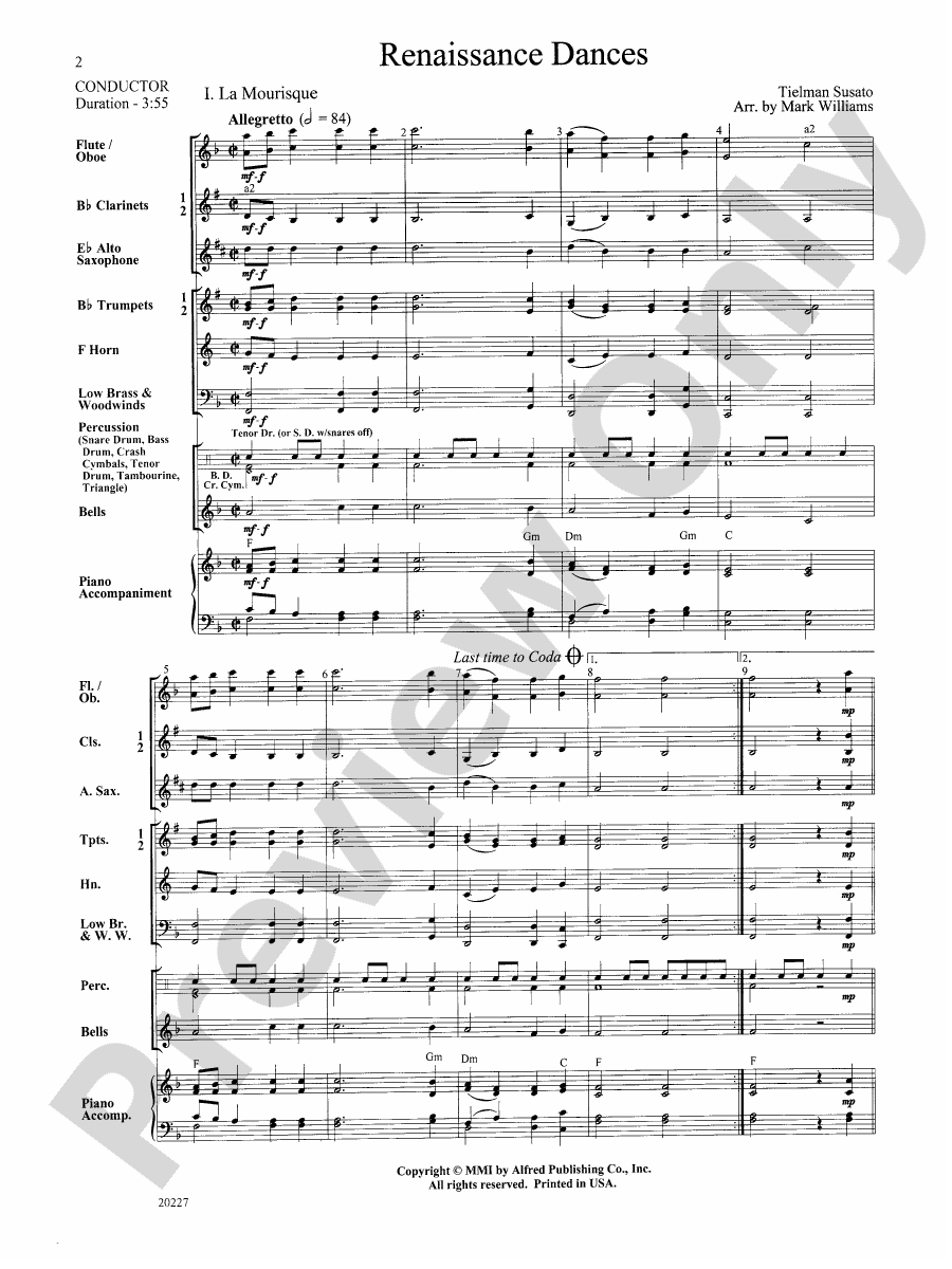 Renaissance Dances: Score: Concert Band Score - Digital Sheet Music ...