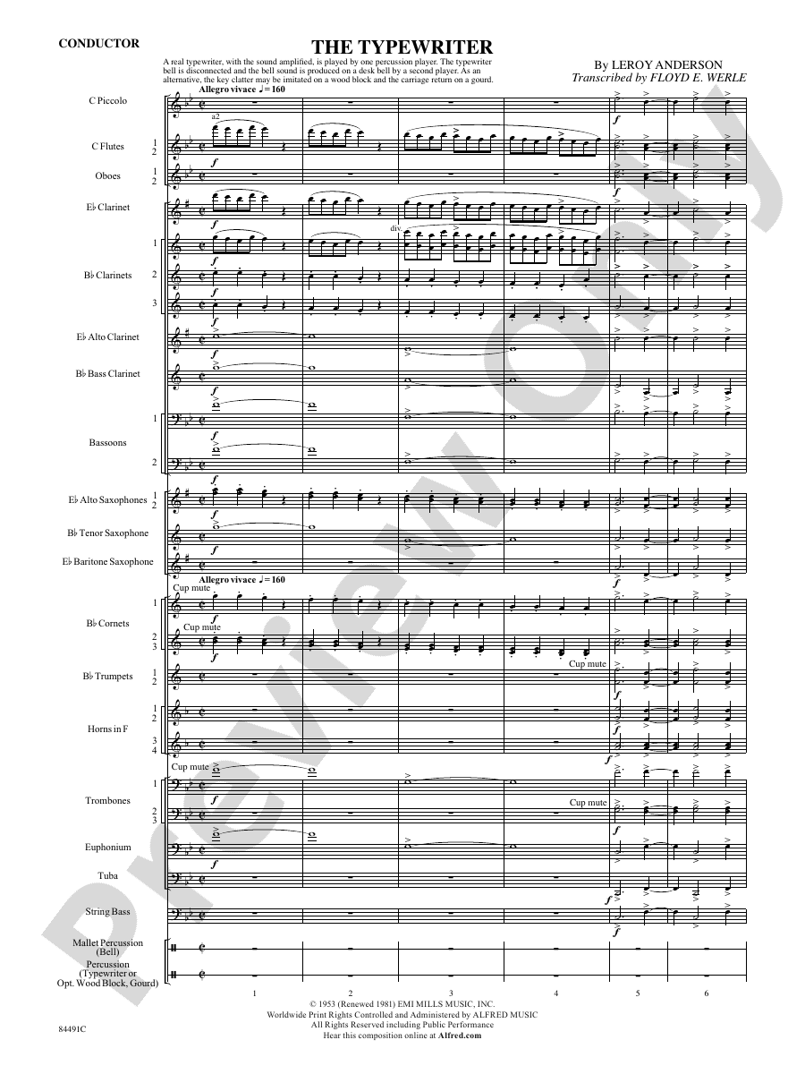 The Typewriter: Score: Concert Band Score - Digital Sheet Music Download
