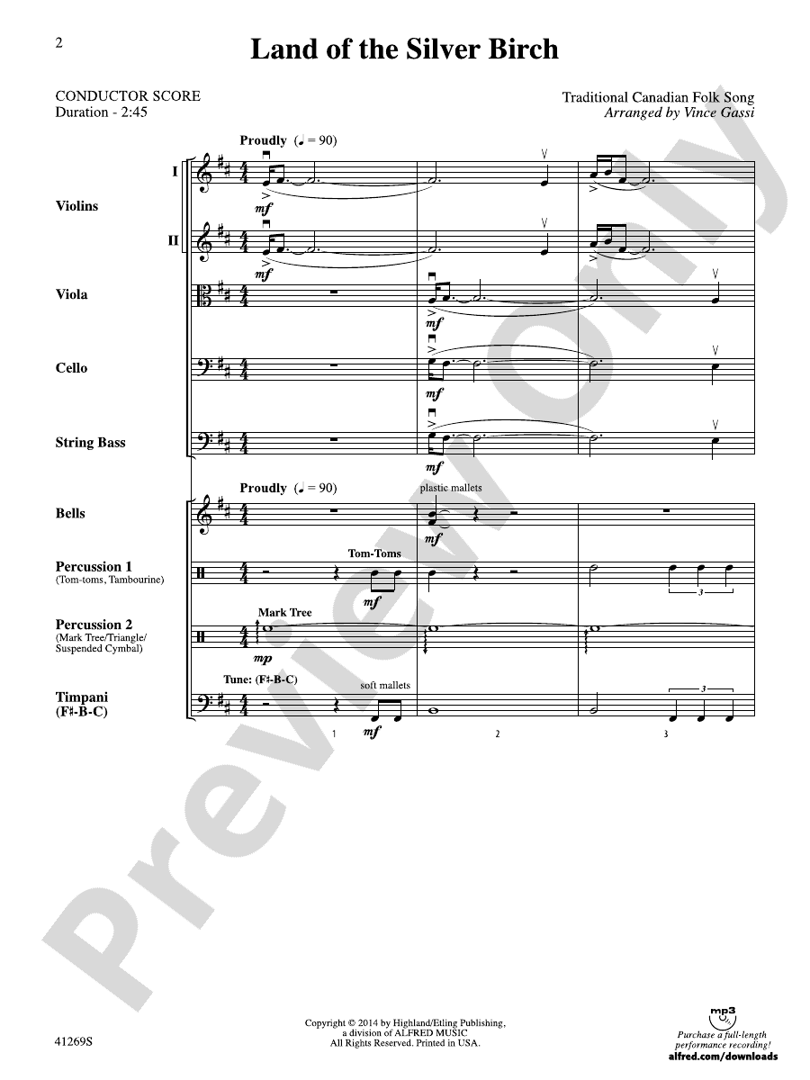 Land of the Silver Birch: Score: String Orchestra Score - Digital Sheet ...