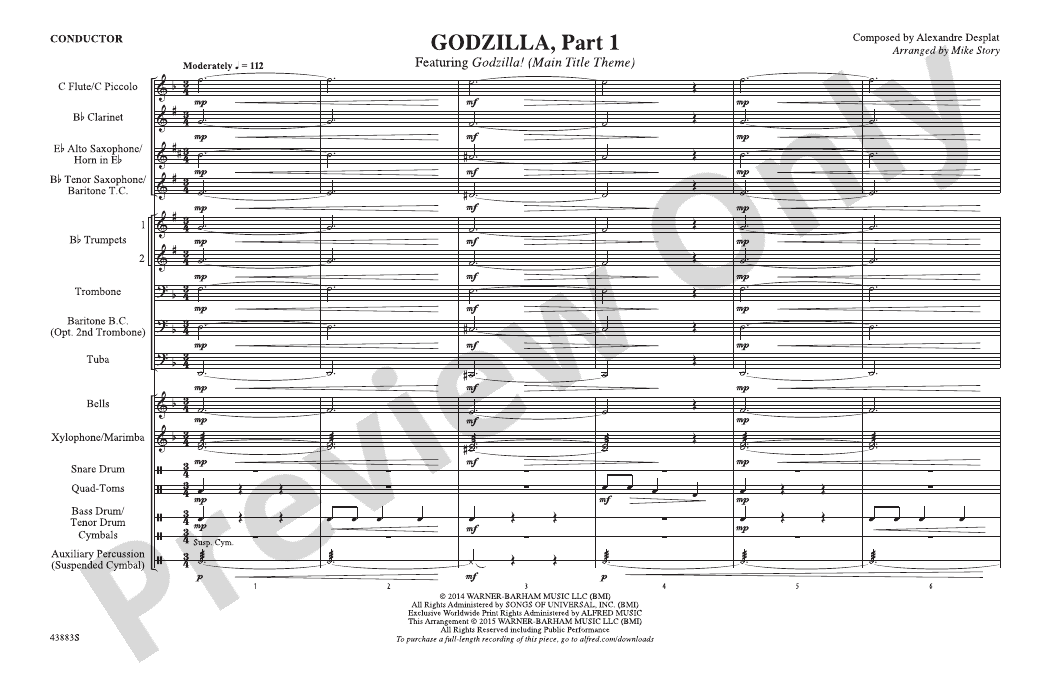 Godzilla, Part 1: Score: Marching Band Score - Digital Sheet Music Download