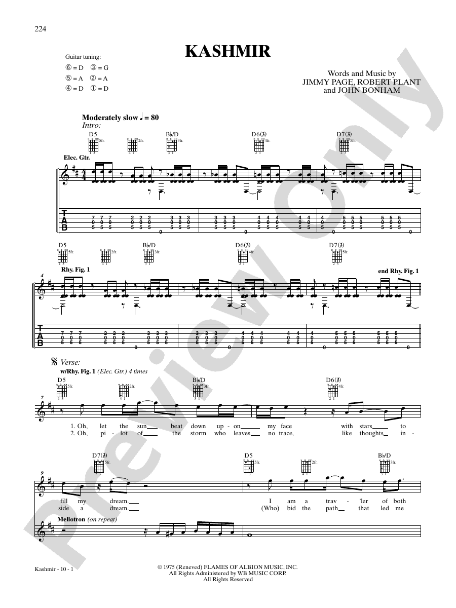 Kashmir: Guitar: Led Zeppelin - Digital Sheet Music Download