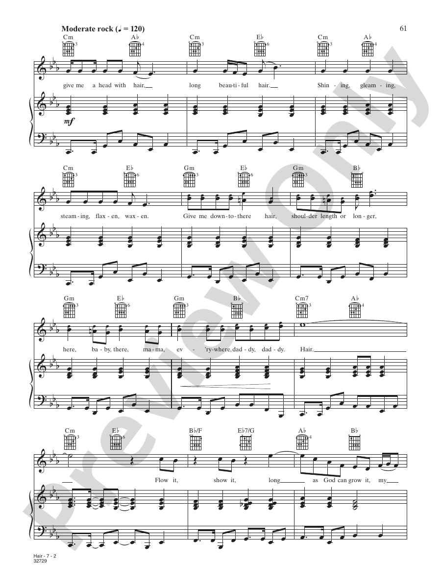 Hair: Piano/Vocal/Chords: Galt MacDermot - Digital Sheet Music Download