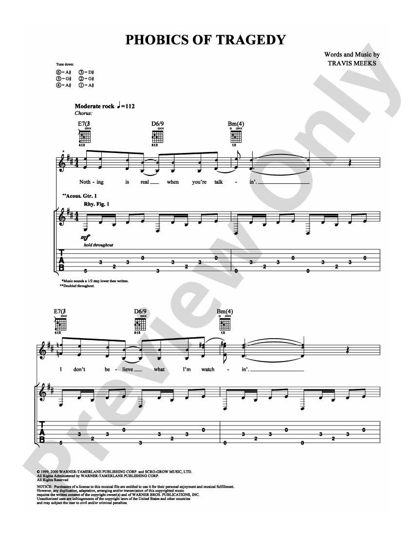 Phobics of Tragedy: Guitar TAB: Days of the New - Digital Sheet Music ...