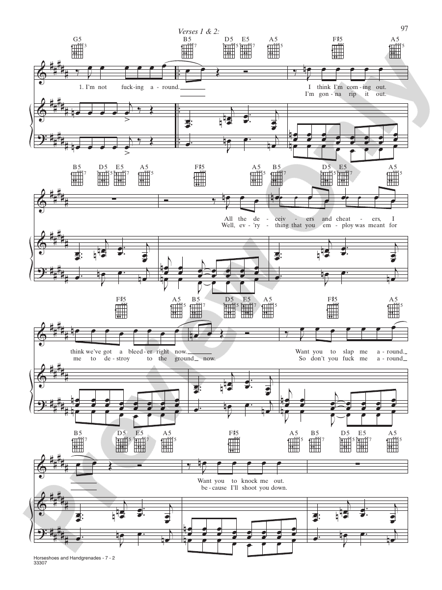 Horseshoes and Handgrenades: Piano/Vocal/Chords: Green Day - Digital ...