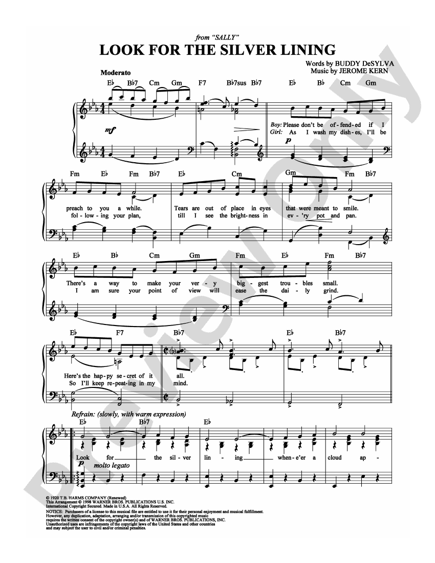 Look for the Silver Lining: Piano/Vocal/Chords: Judy Garland - Digital ...