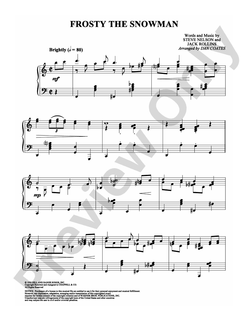 Frosty the Snowman: Piano: Steve Nelson - Digital Sheet Music Download