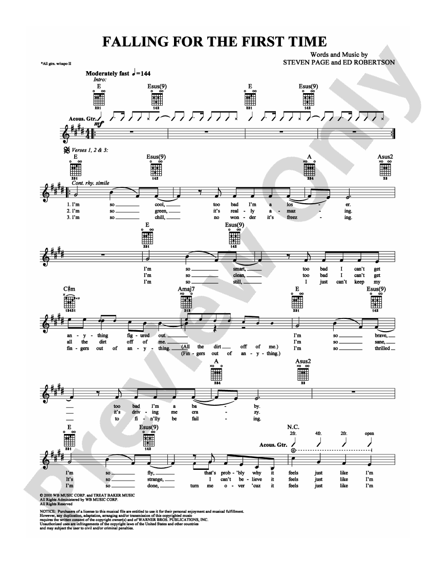 Falling for the First Time: Guitar TAB: Barenaked Ladies - Digital ...