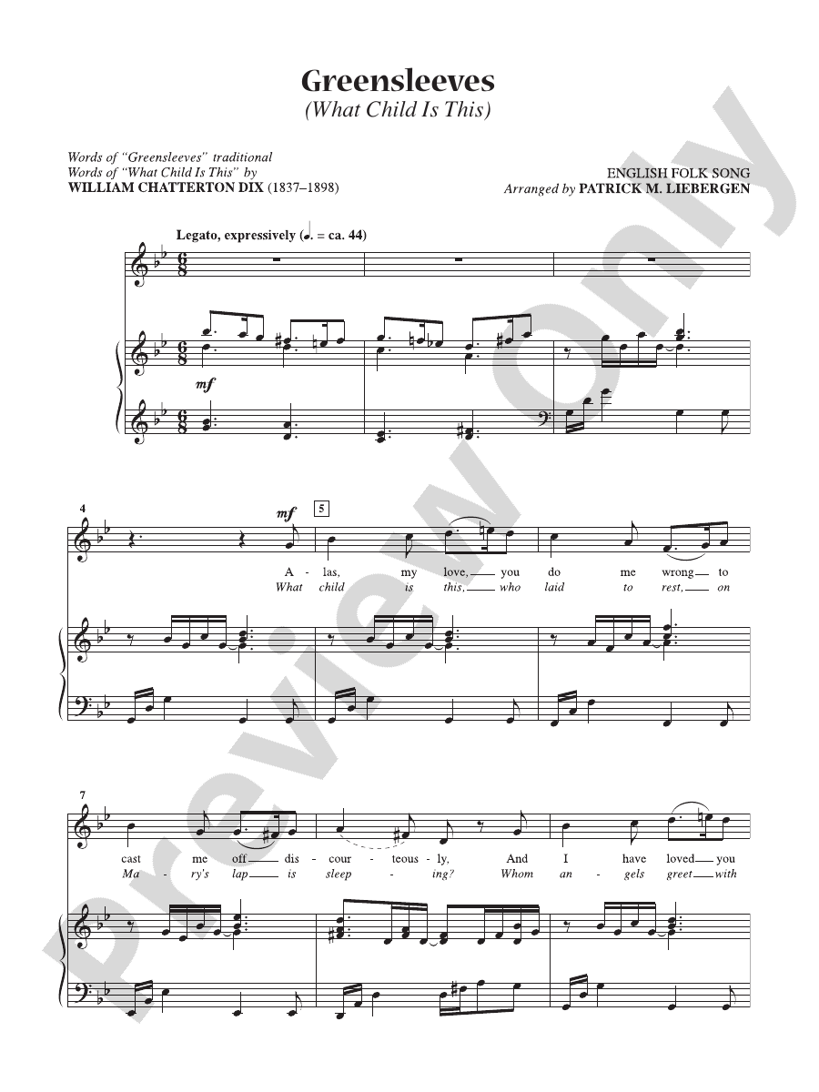 Greensleeves (What Child Is This) [High Voice]: Voice - Digital Sheet ...