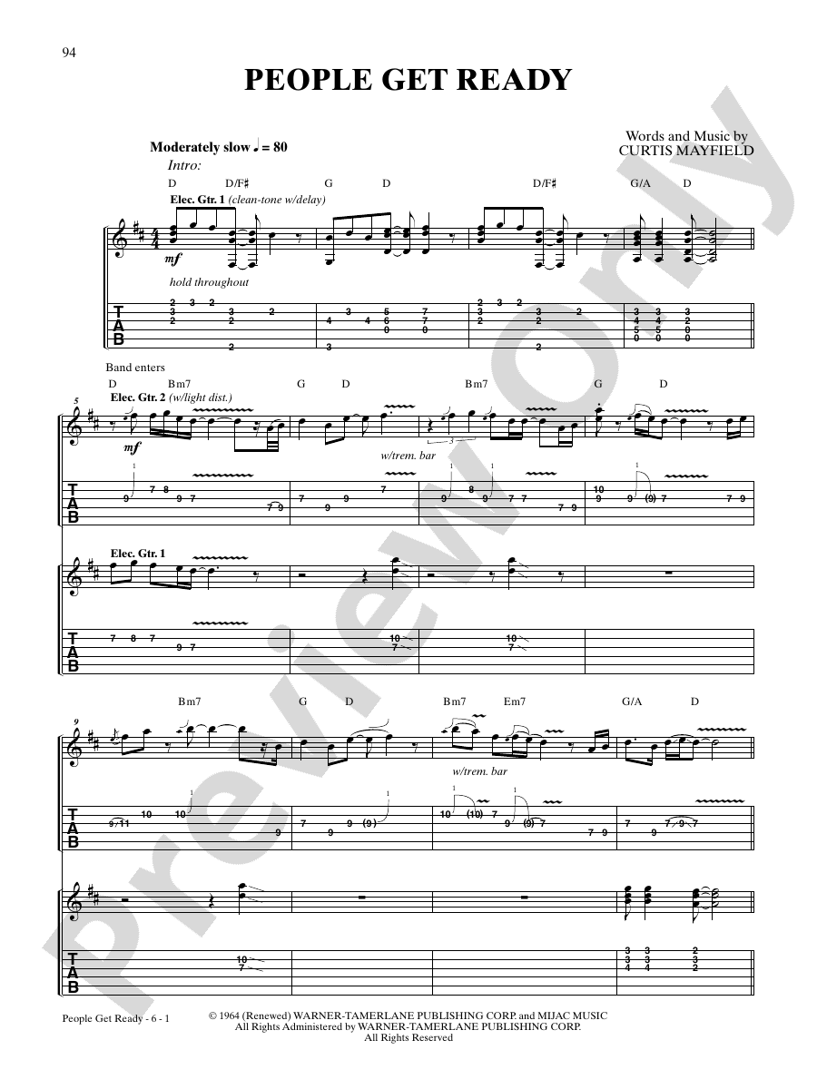 People Get Ready: Guitar: Jeff Beck - Digital Sheet Music Download