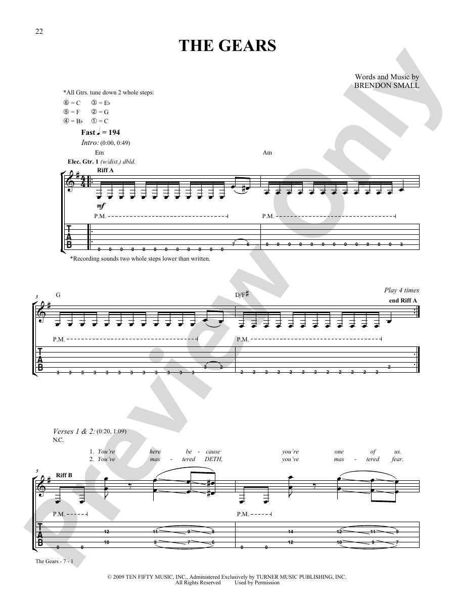 The Gears: Guitar: Dethklok - Digital Sheet Music Download