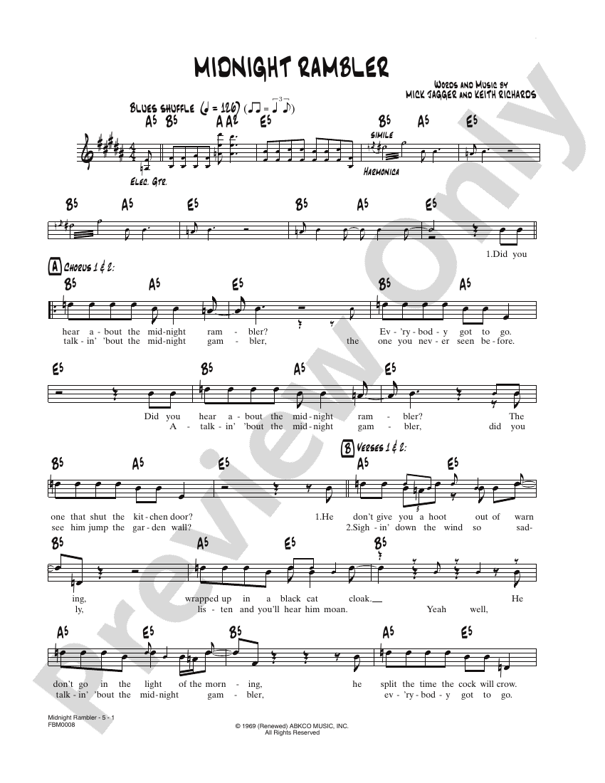 Midnight Rambler: Guitar: The Rolling Stones - Digital Sheet Music Download