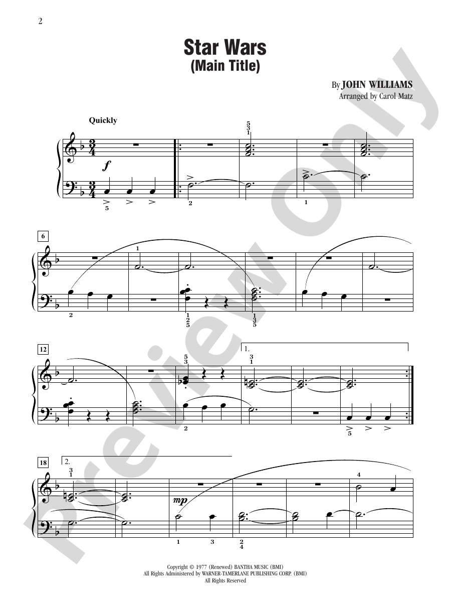 Star Wars Main Theme (from "Star Wars"): Piano: John Williams - Digital ...