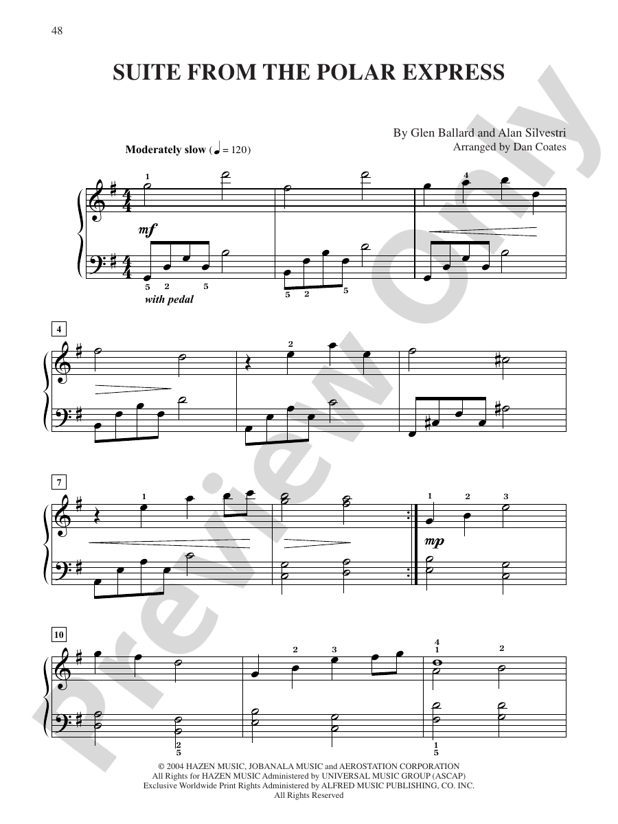 Suite from Polar Express (from "The Polar Express"): Piano: Glenn ...