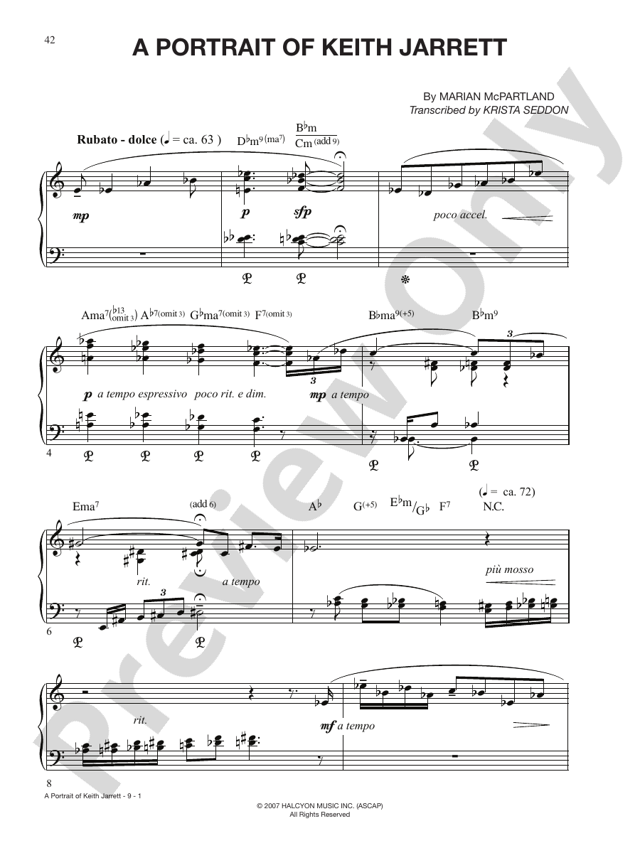 A Portrait of Keith Jarrett: Piano: Marian McPartland - Digital Sheet ...