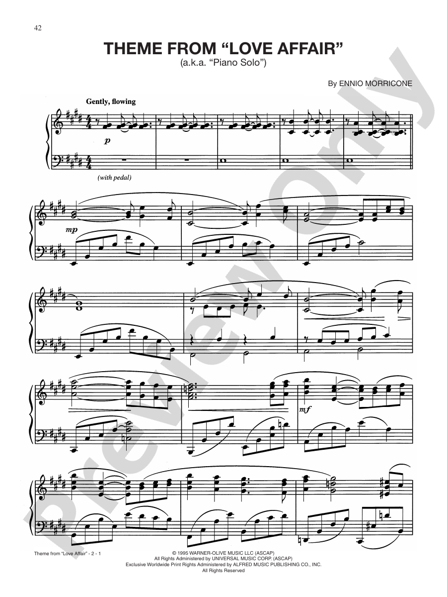 Theme from Love Affair: Piano: Ennio Morricone - Digital Sheet Music ...