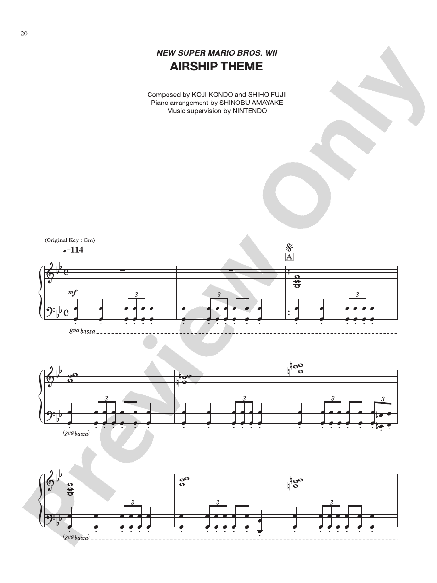 New Super Mario Bros. Wii Airship Theme: Piano: Nintendo® - Digital ...