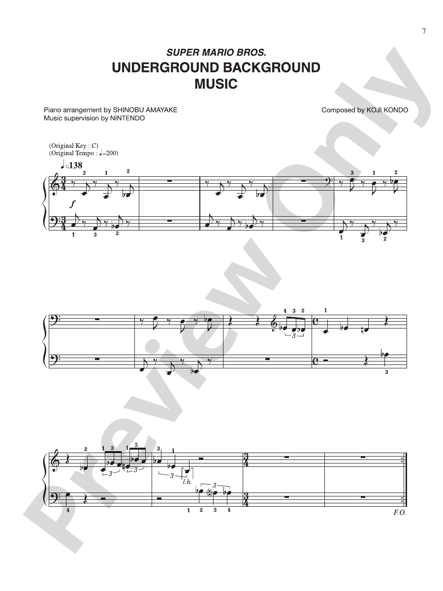 Super Mario Bros. Underground Background Music: Piano: Nintendo ...