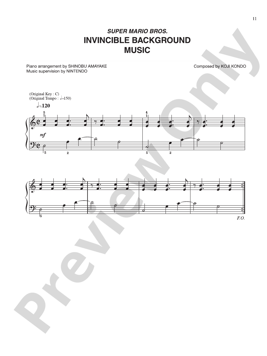 Super Mario Bros. Invincible Background Music: Piano: Nintendo ...