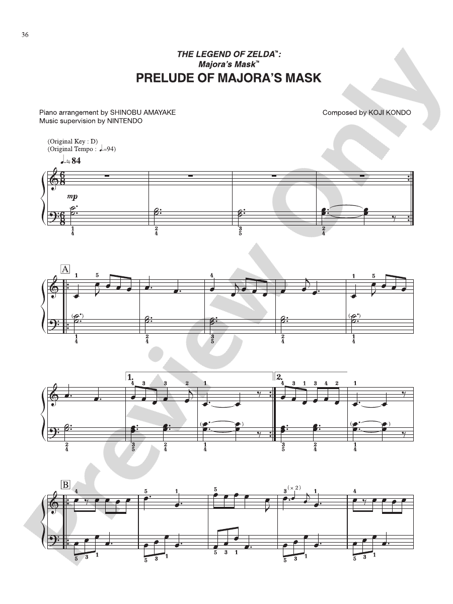 The Legend of Zelda™: Majora's Mask™ Prelude of Majoras Mask: Piano ...