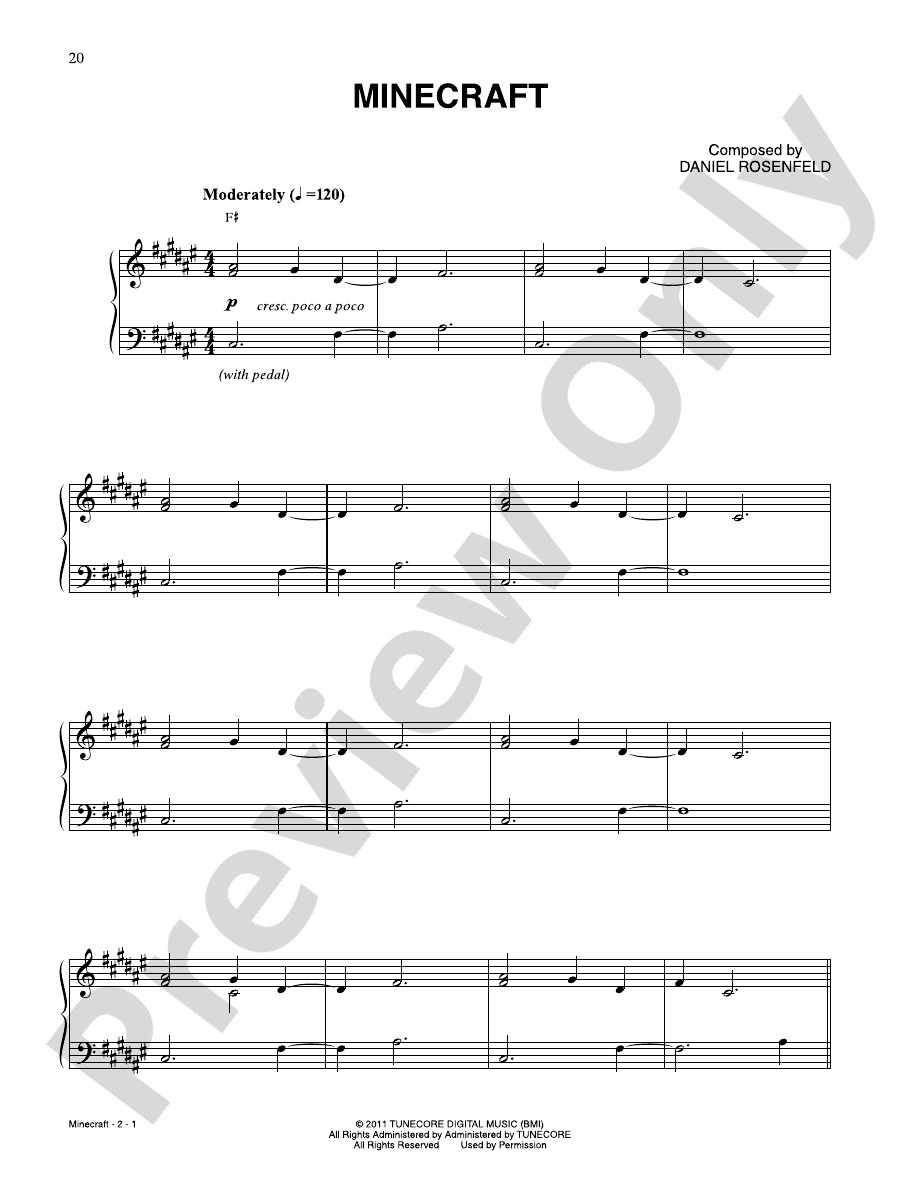 Minecraft (from "Minecraft"): Piano: Daniel Rosenfeld - Digital Sheet ...