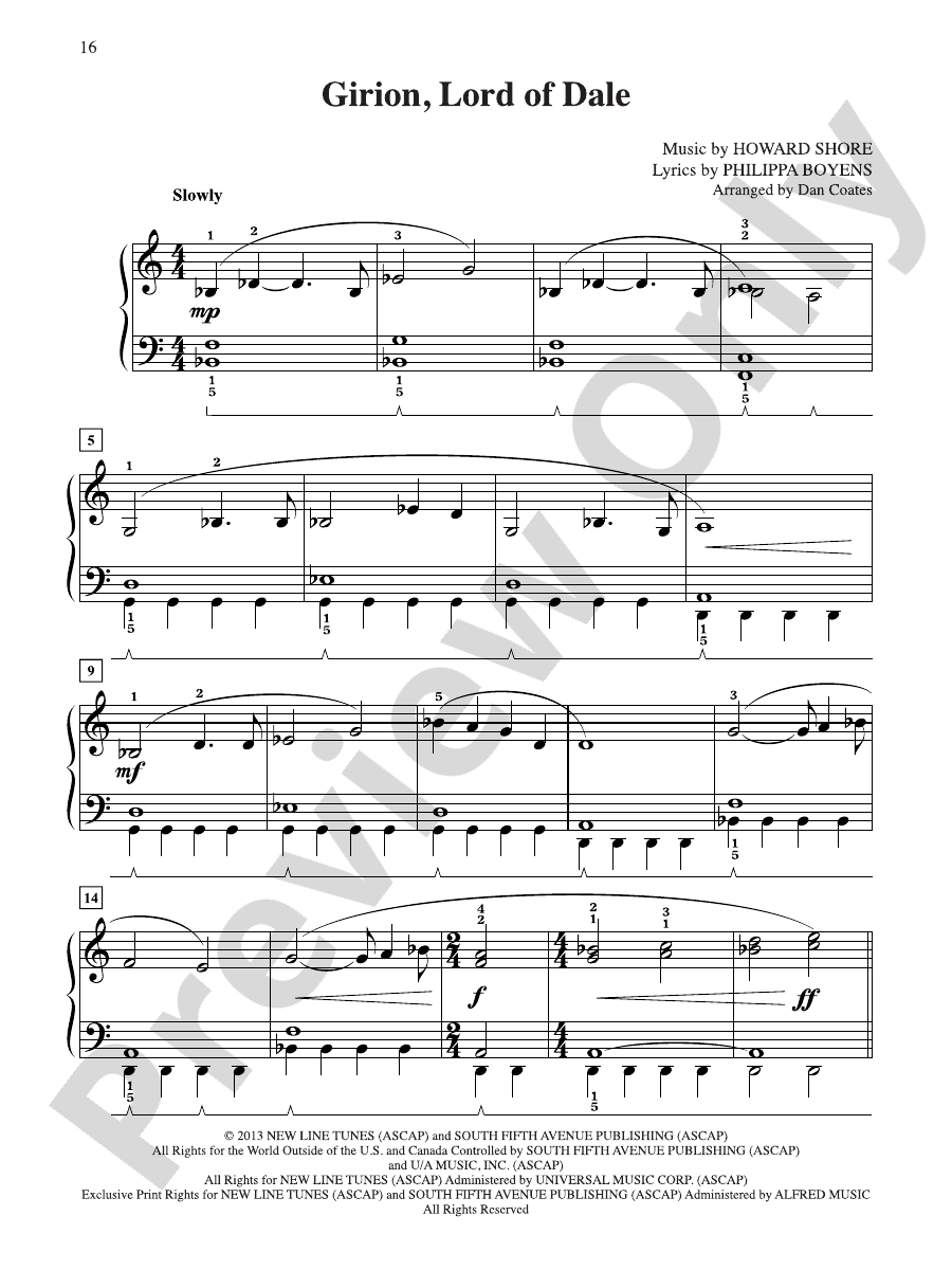 Girion Lord of Dale (from The Hobbit: The Desolation of Smaug): Piano ...