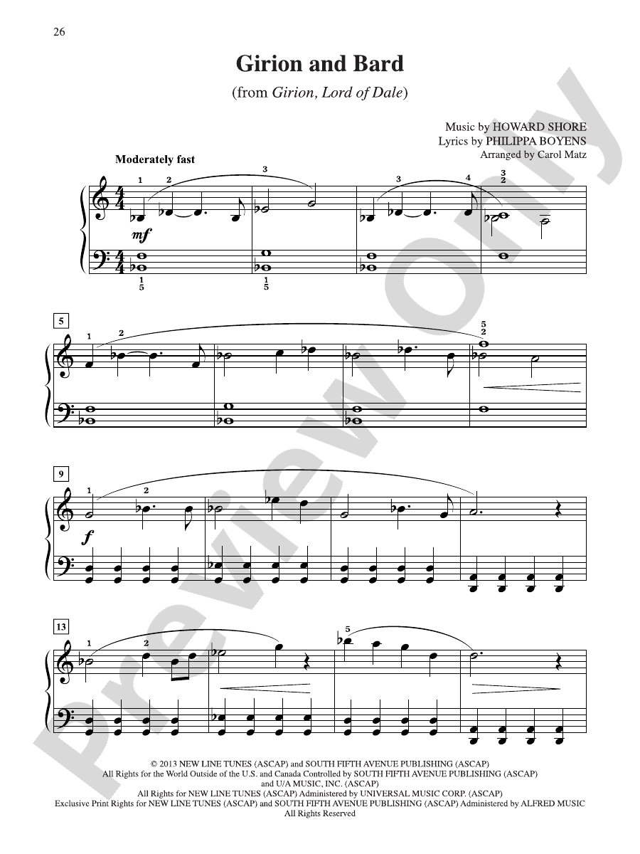 Girion and Bard (from The Hobbit: The Desolation of Smaug): Piano ...