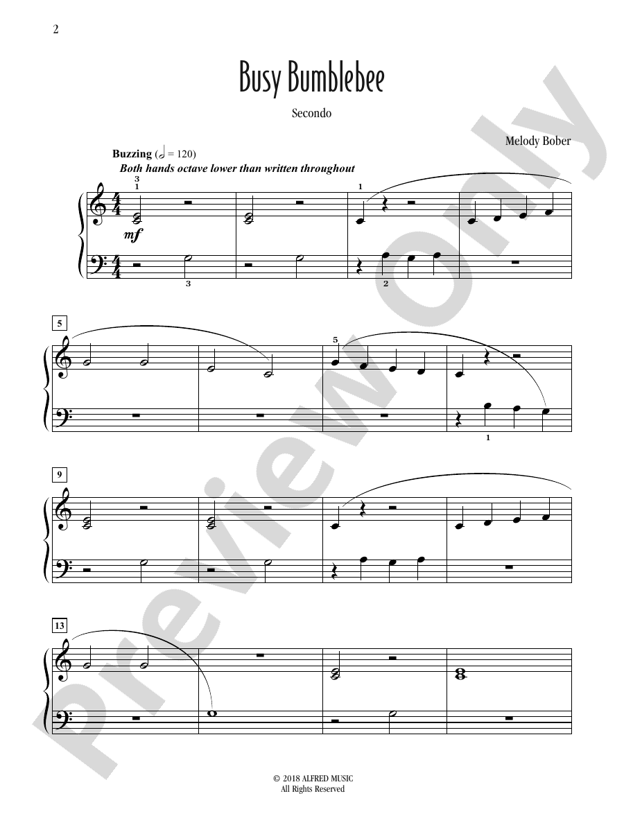 Busy Bumblebee: Piano: Melody Bober - Digital Sheet Music Download