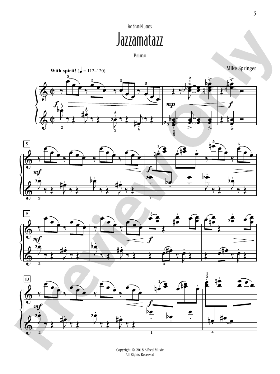 Jazzamatazz: Piano: Mike Springer - Digital Sheet Music Download