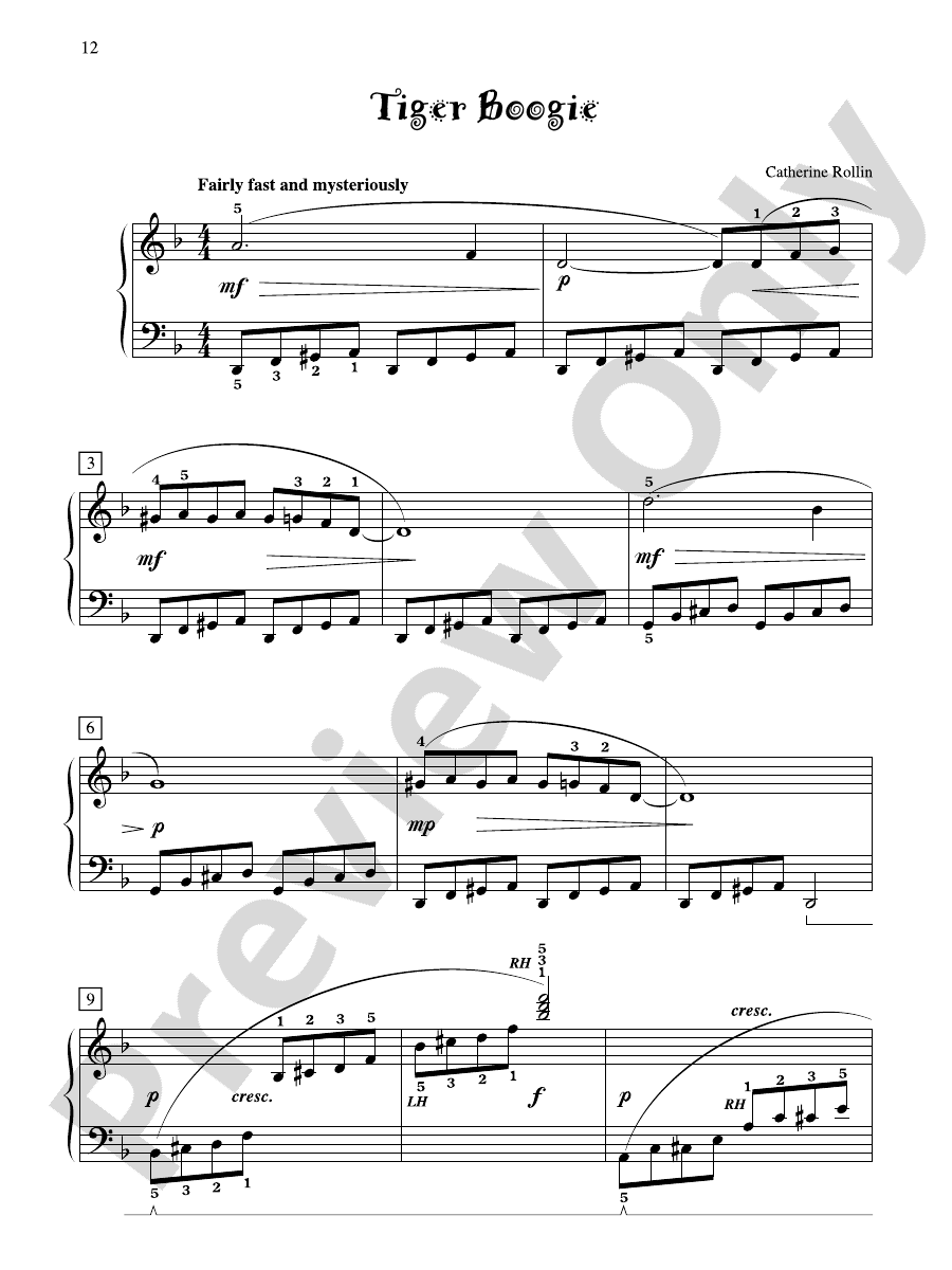 Tiger Boogie - Piano Solo: Piano: Catherine Rollin - Digital Sheet ...