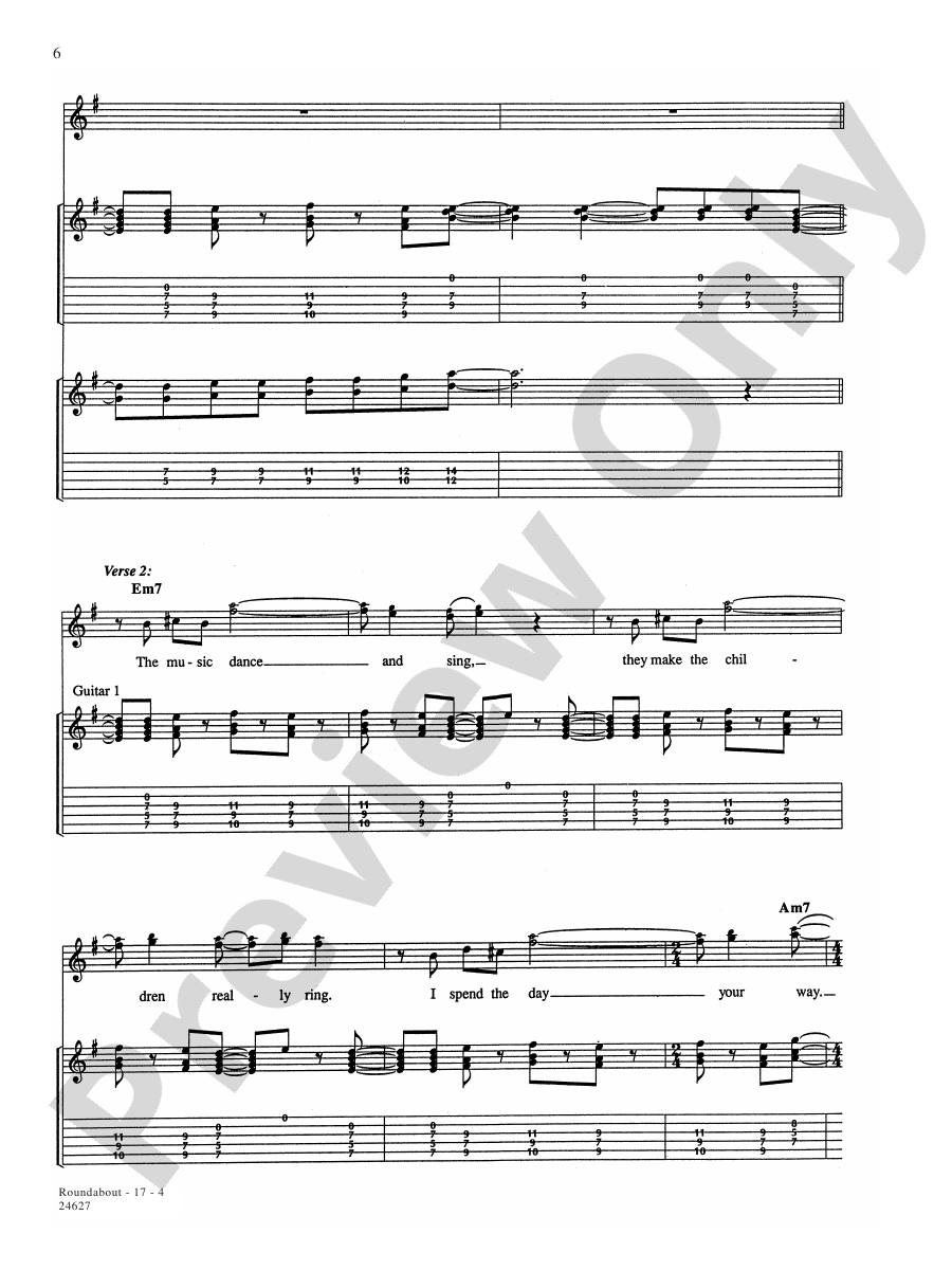 Roundabout: Guitar: Yes - Digital Sheet Music Download