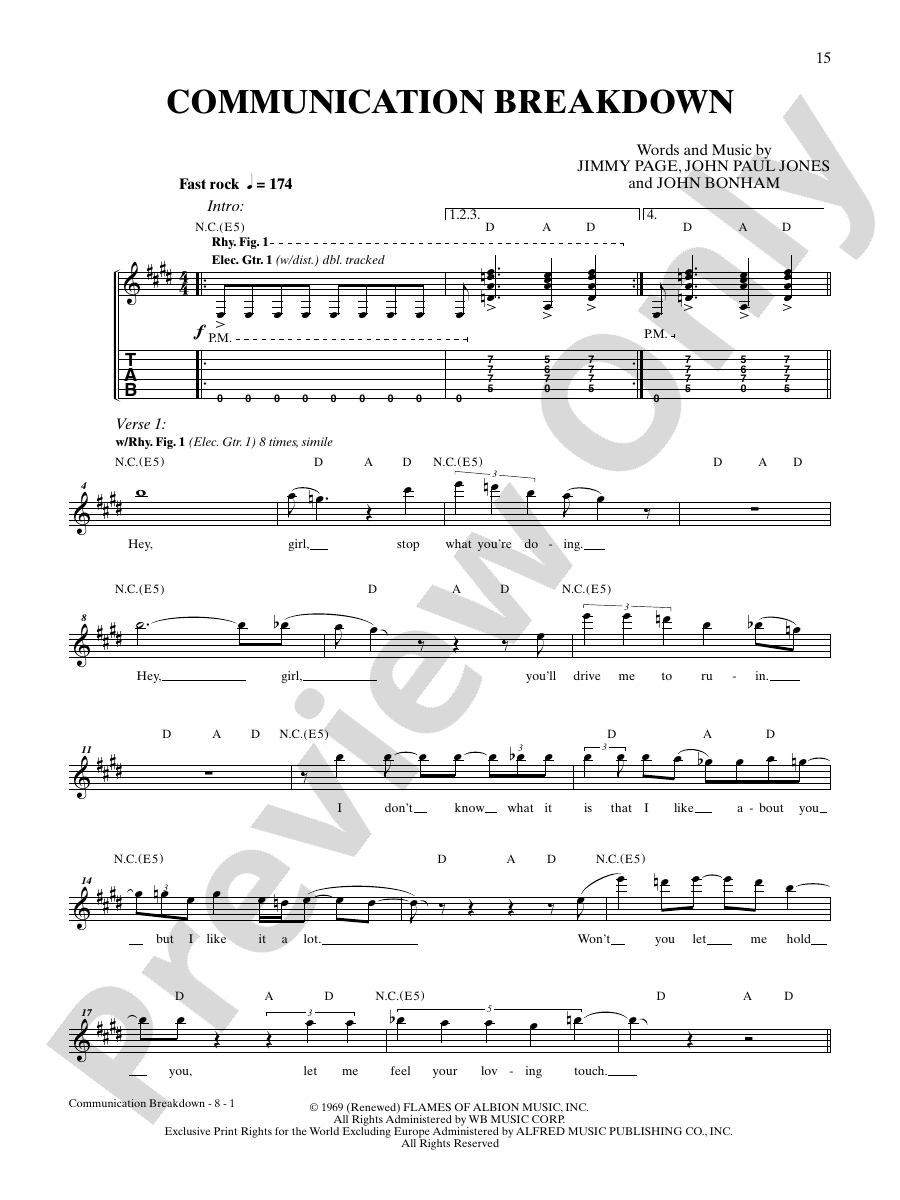 Communication Breakdown: Guitar: Led Zeppelin - Digital Sheet Music ...