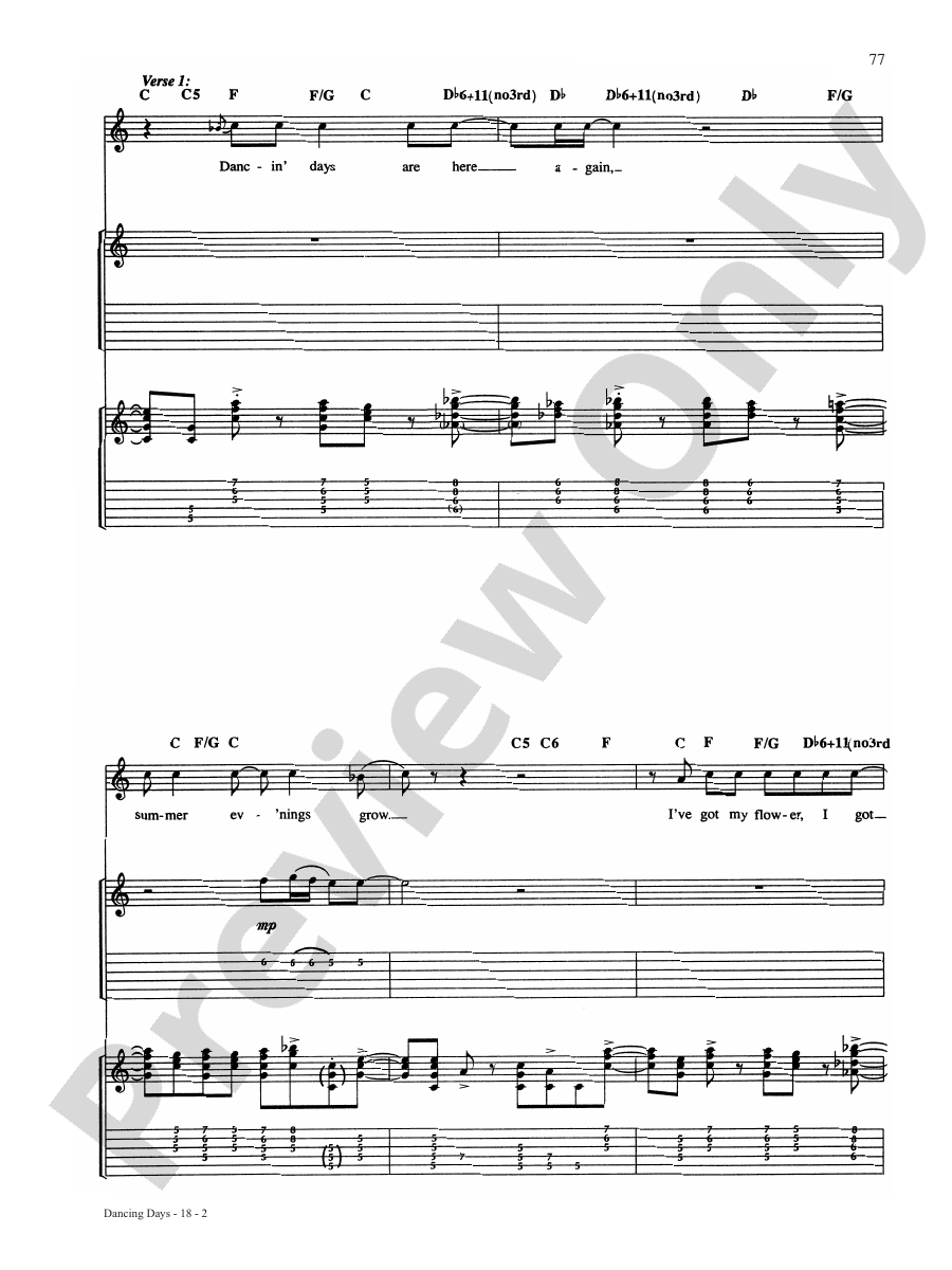 Dancing Days: Guitar: Led Zeppelin - Digital Sheet Music Download