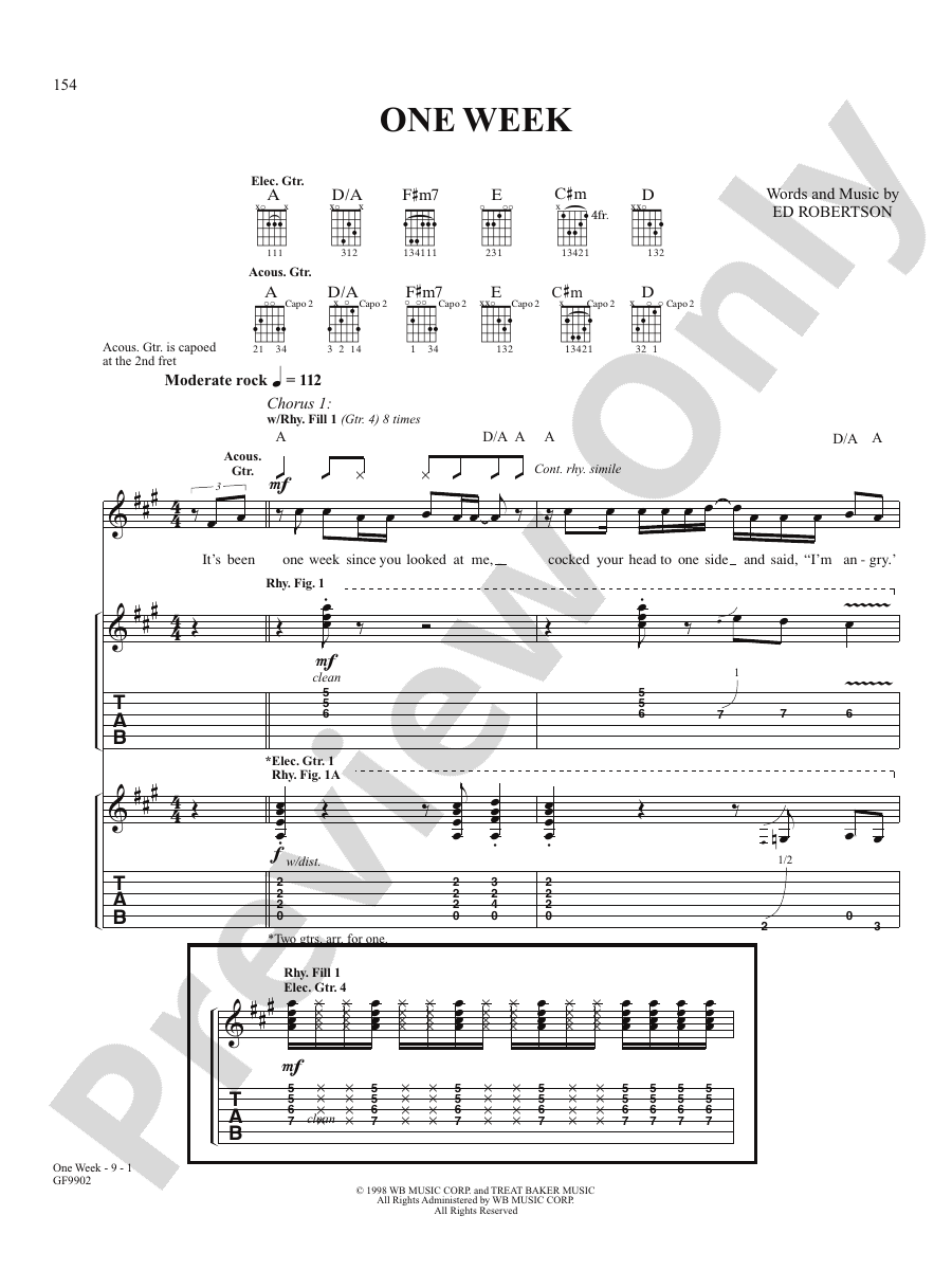 One Week: Guitar: Barenaked Ladies - Digital Sheet Music Download